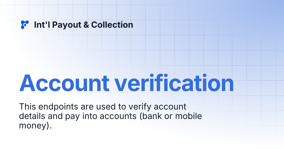 Account verification | Int'l Payout & Collection